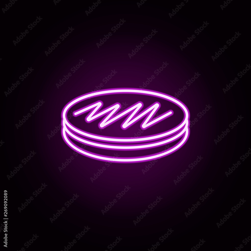 cookies with stuffing neon icon. Elements of fast food set. Simple icon ...