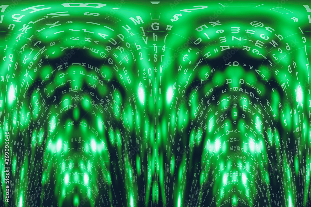 Green blue matrix digital background. Distorted cyberspace concept ...