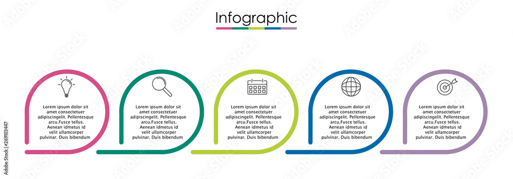 Vector infographic template with five steps or options. Illustration ...