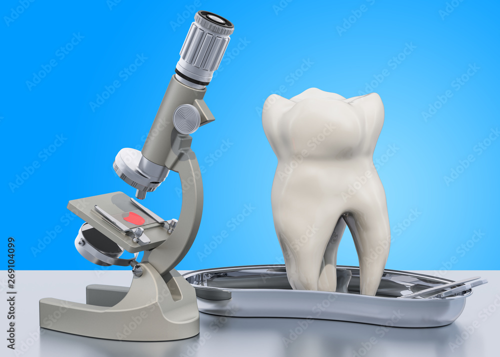 Research and diagnostics of teeth disease concept. Laboratory ...