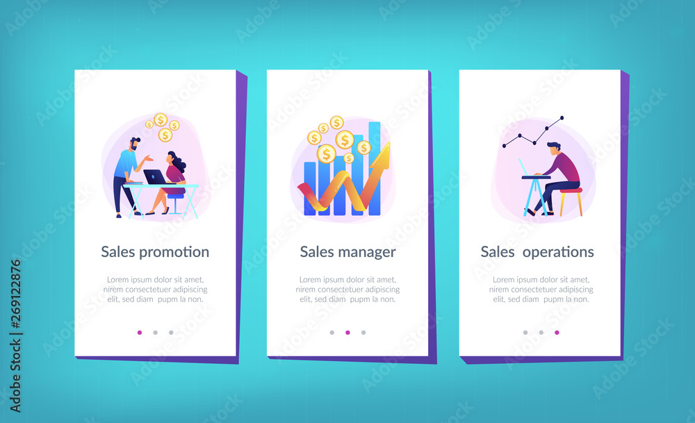 Sales managers with laptops and growth chart. Sales growth and manager ...