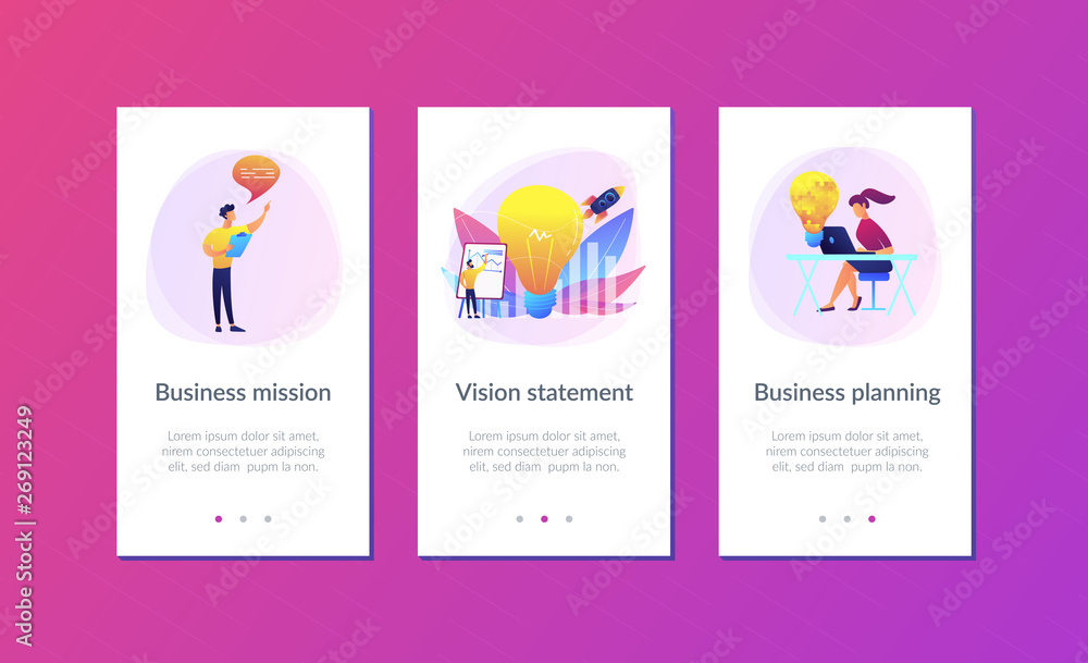 Business team brainstorm, lightbulb and rocket. Vision statement ...