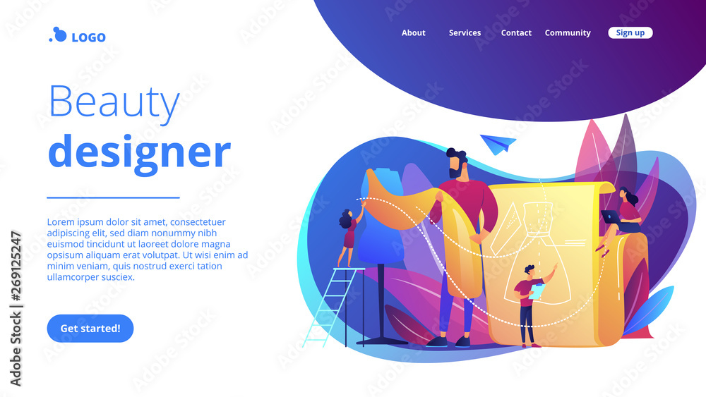 Fashion designers creating a dress pattern and making dress with cloth ...