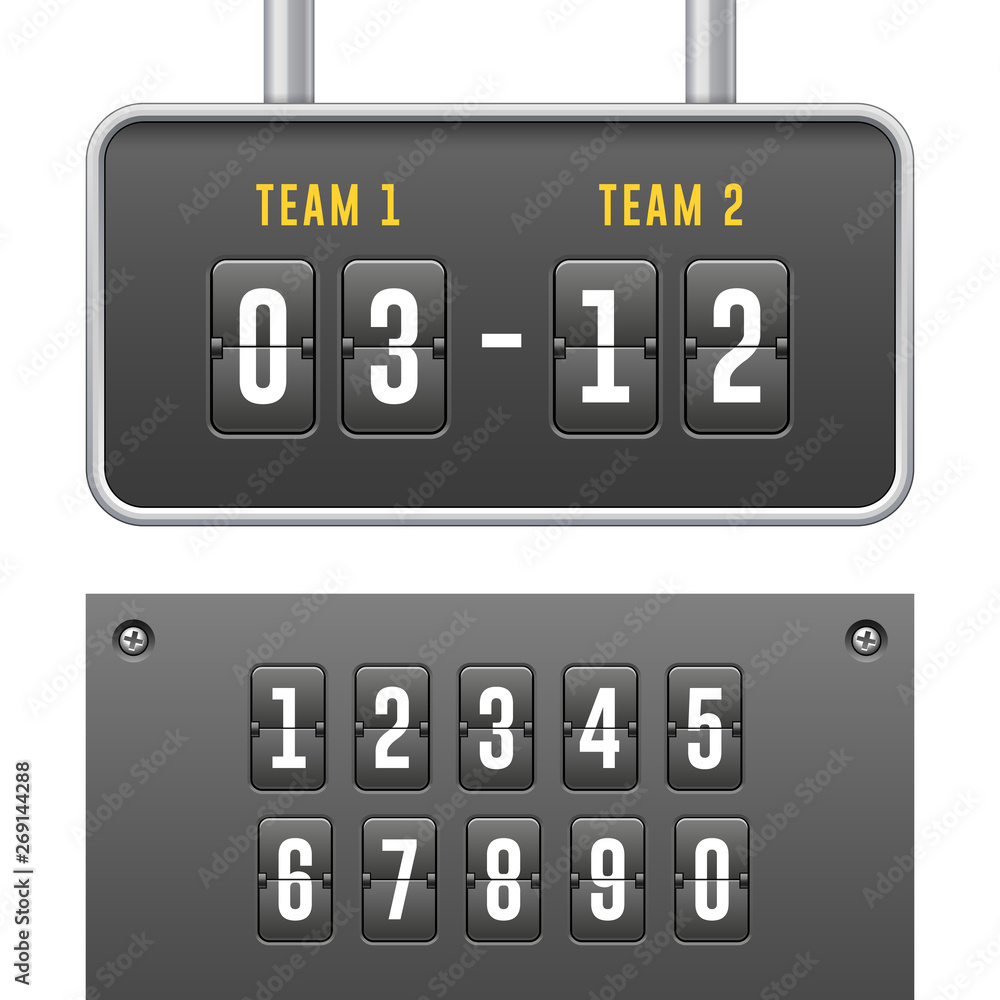Mechanical Flip Countdown Clock Counter Timer. Digital Time Screen And Numbers. Board With ...