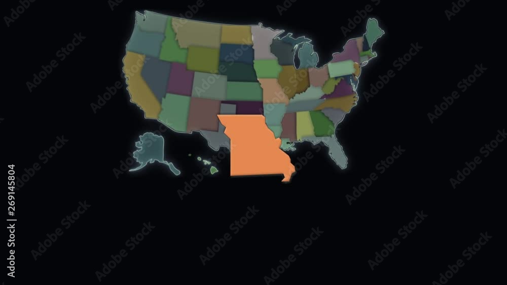 Missouri is highlighted - USA / United States Map Stock Video | Adobe Stock