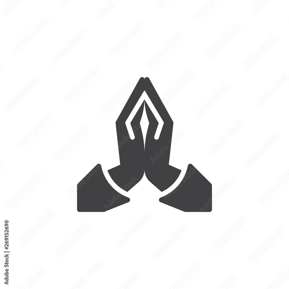 Praying hands vector icon. filled flat sign for mobile concept and web ...