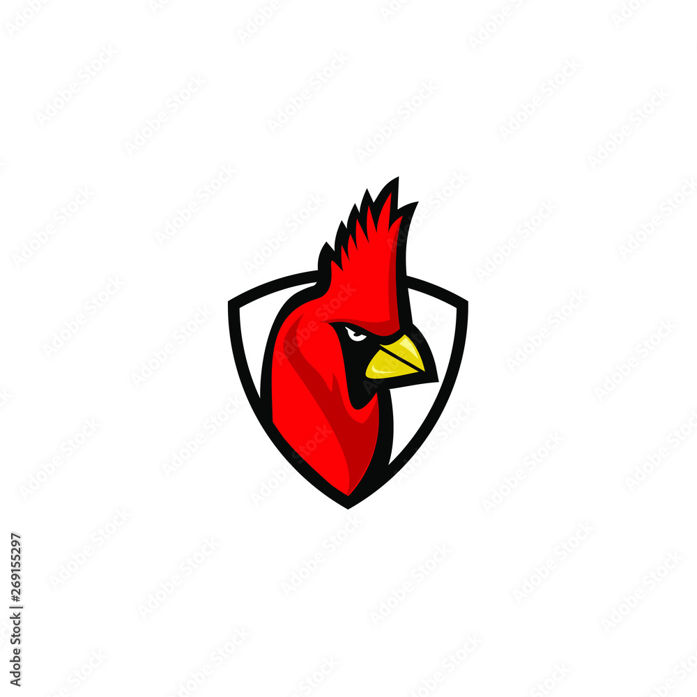 cardinal bird red color head mascot logo icon designs vector ...
