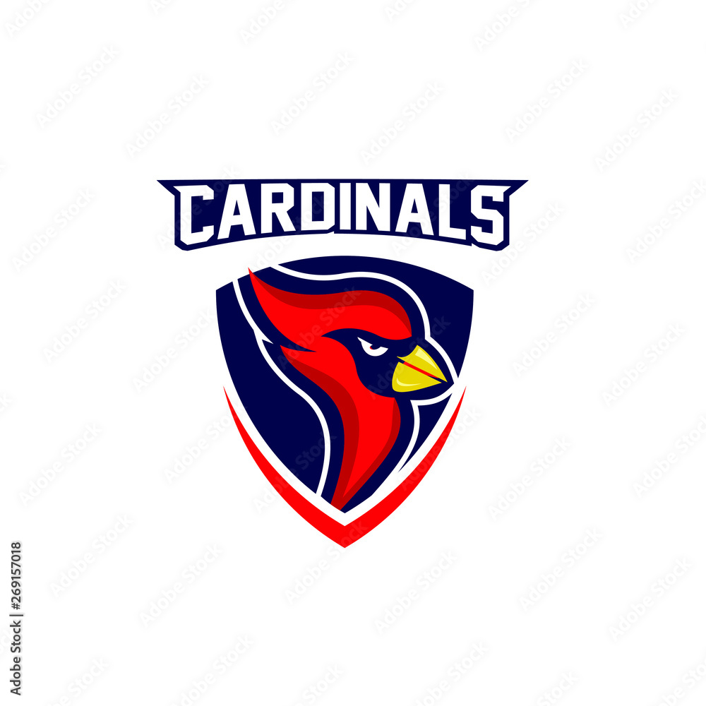 cardinal bird red color head mascot logo icon designs vector ...