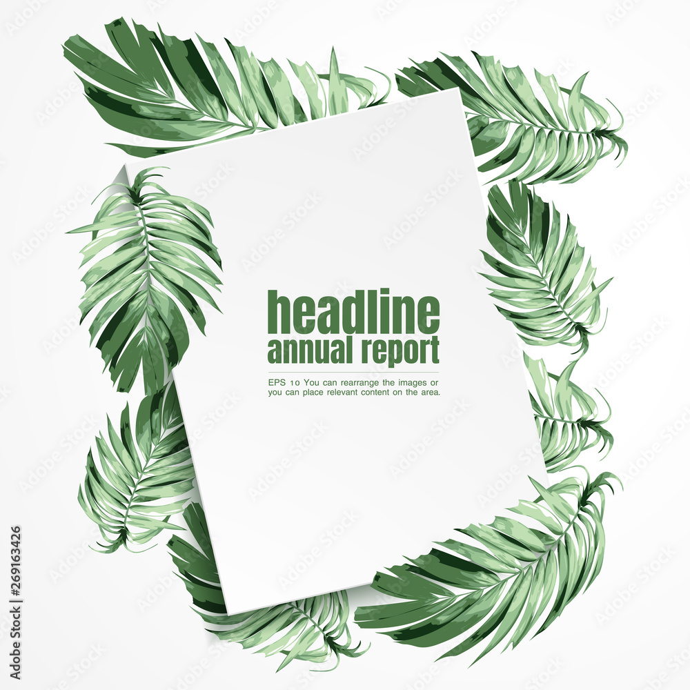 hand drawn natural leaves, paper art abstract background, flyer ...