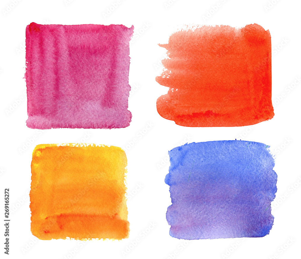 Color highlight stripes, square banners drawn with watercolor. Stock ...