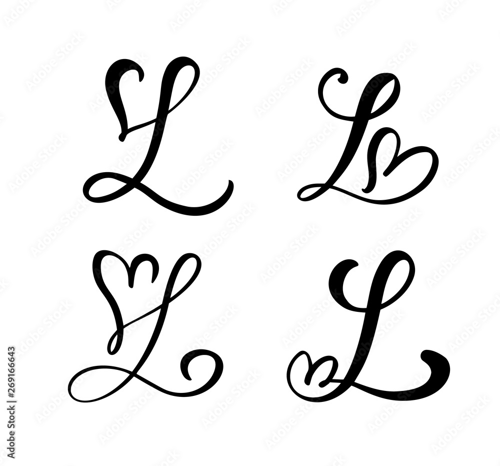 Vector Set of Vintage floral letter monogram L. Calligraphy element ...