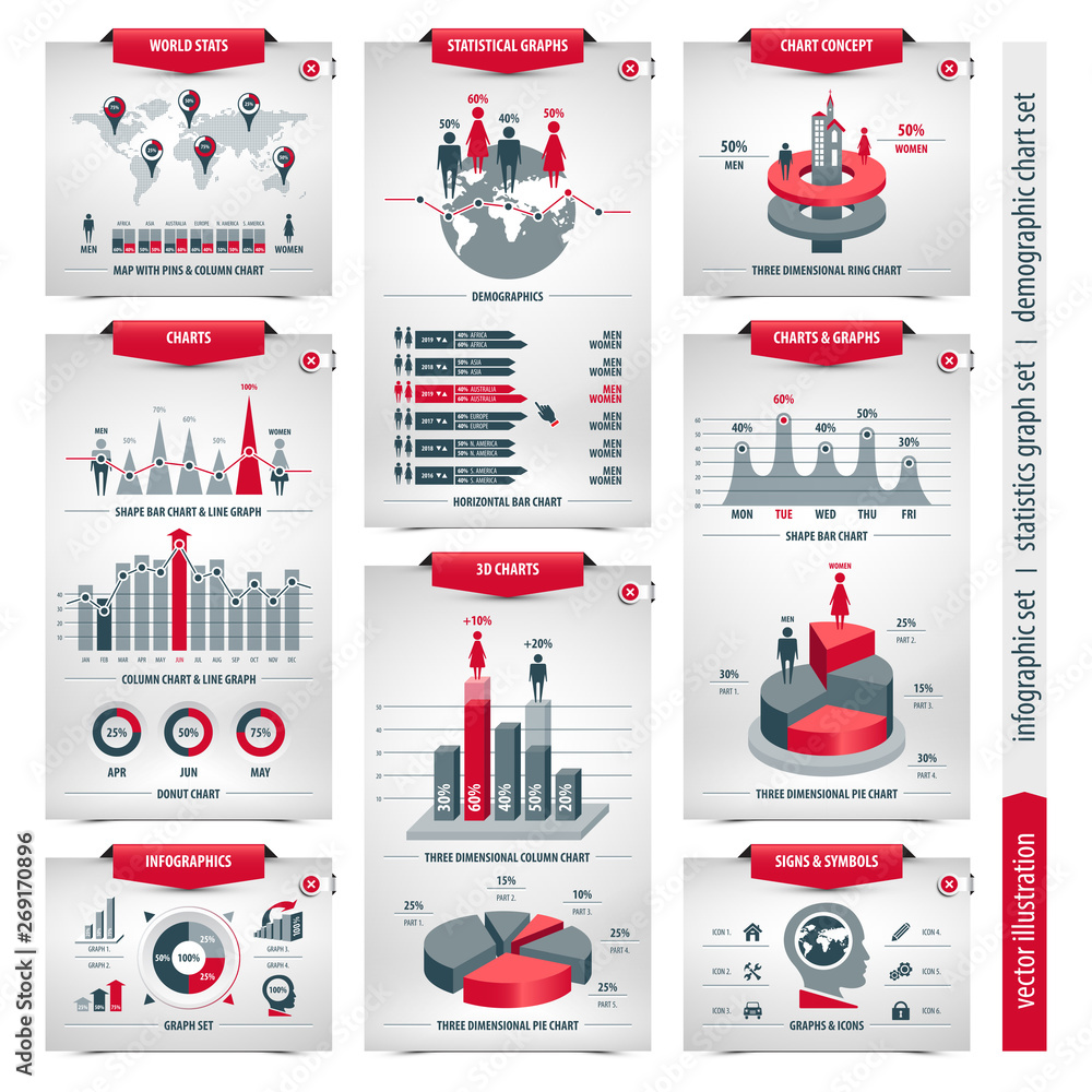 vector set of infographic elements containing population demographics ...