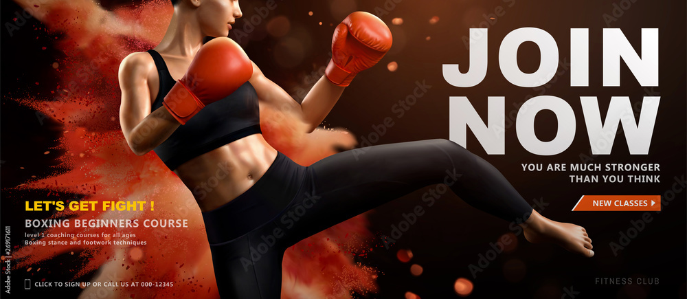 Boxing course banner Stock Vector | Adobe Stock