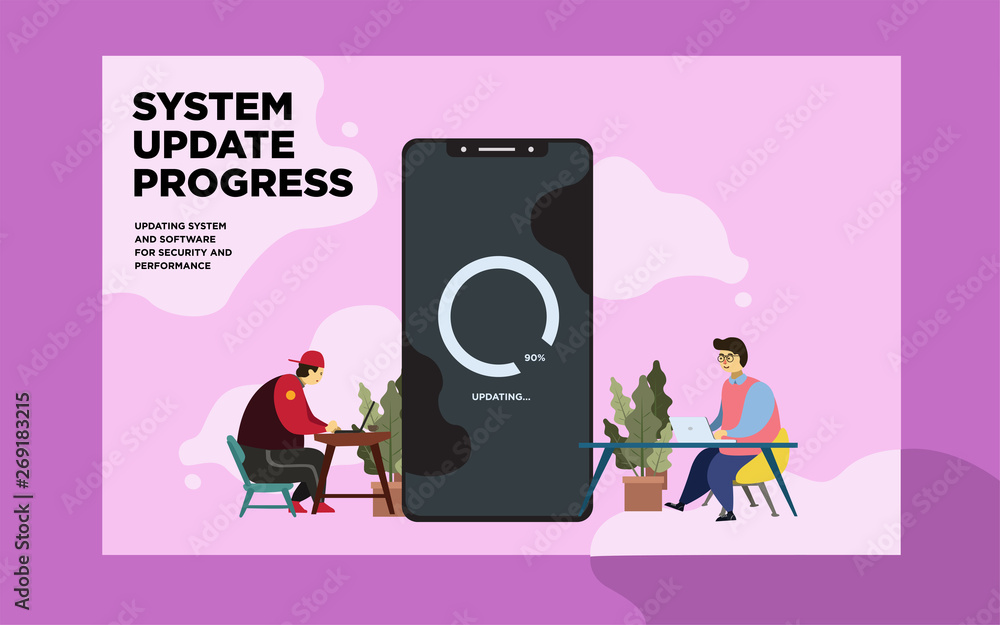 system update vector, updgrade application illustration, software ...