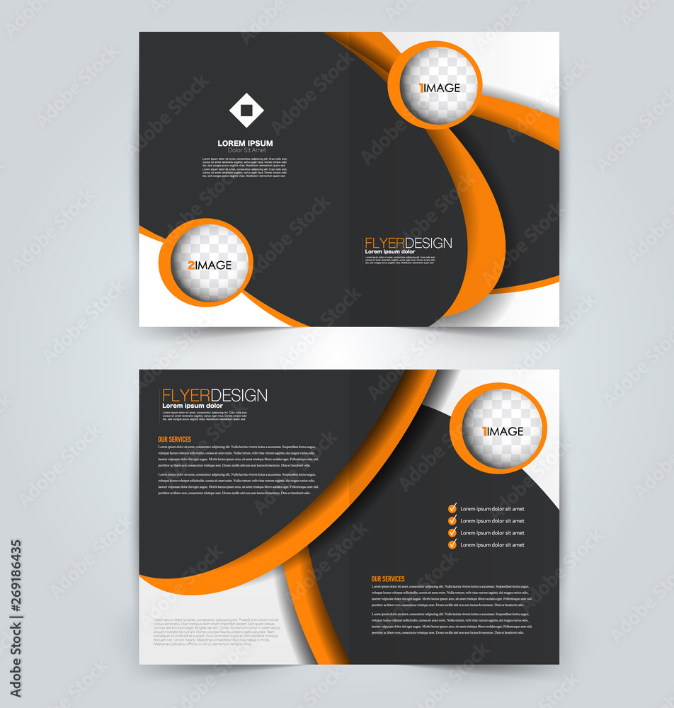 Fold brochure template. Flyer background design. Magazine or book cover ...