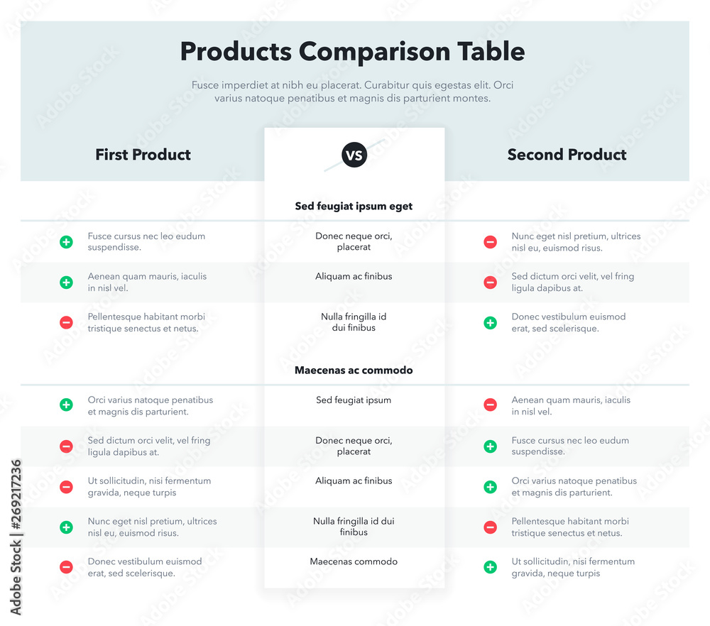 Simple infographic for products comparison table. Easy to use for your ...