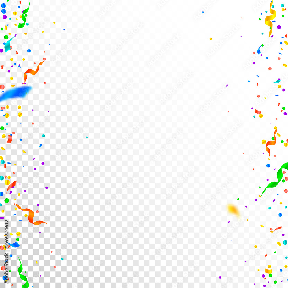 Streamers and confetti. Colorful tinsel and foil ribbons. Confetti ...