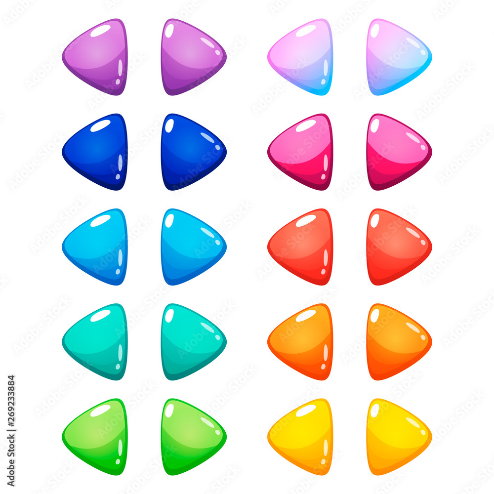 Set of 10 pairs arrow glossy buttons, left and right arrows. Vector ...