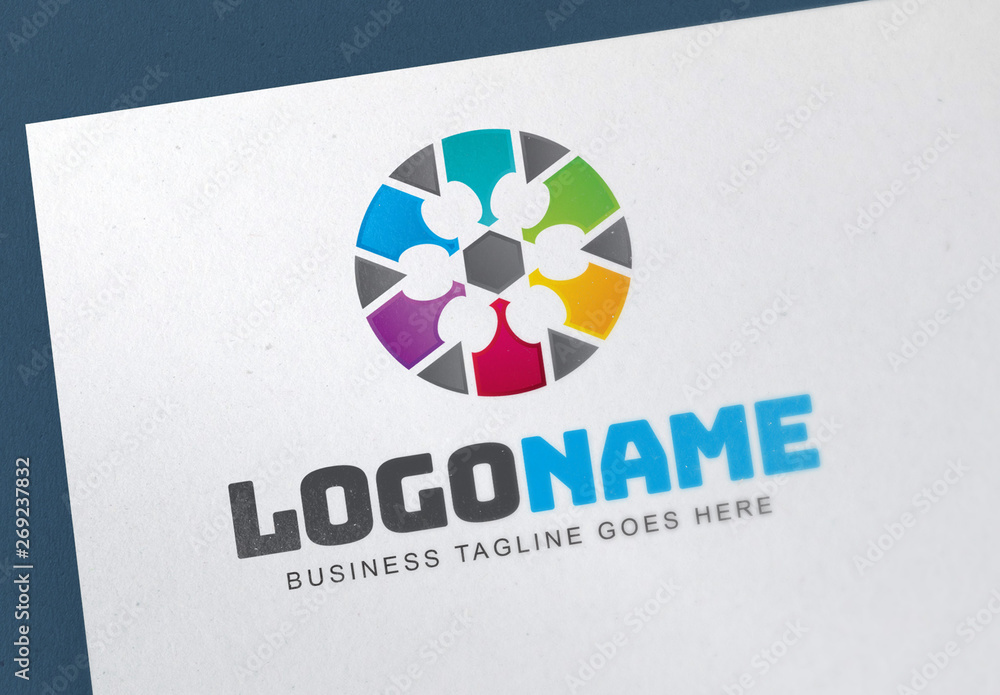 Abstract Circle Logo Layout with Multicolored Shapes Stock Template ...