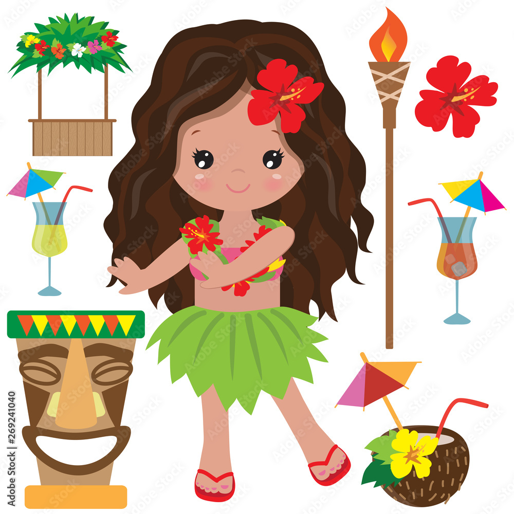 Hula danser vector cartoon illustration Stock Vector | Adobe Stock
