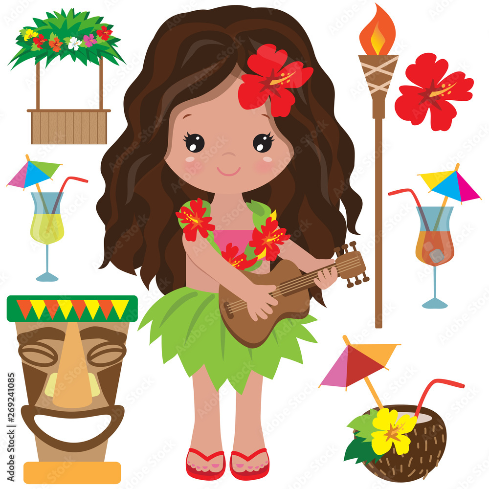 Hula danser vector cartoon illustration Stock Vector | Adobe Stock