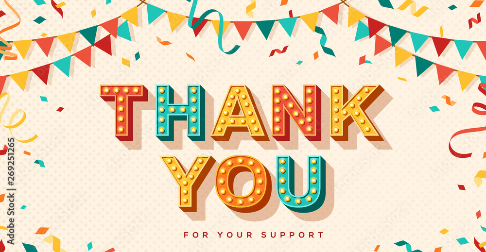 Thank you retro card Stock Vector | Adobe Stock