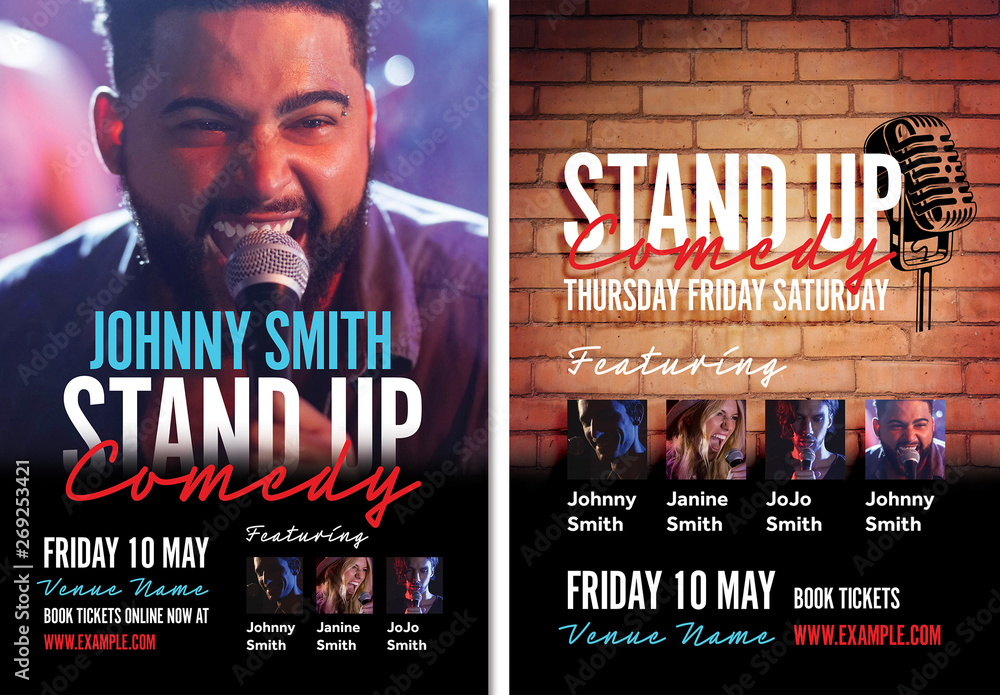 Stand Up Comedy Poster Set Stock Template | Adobe Stock