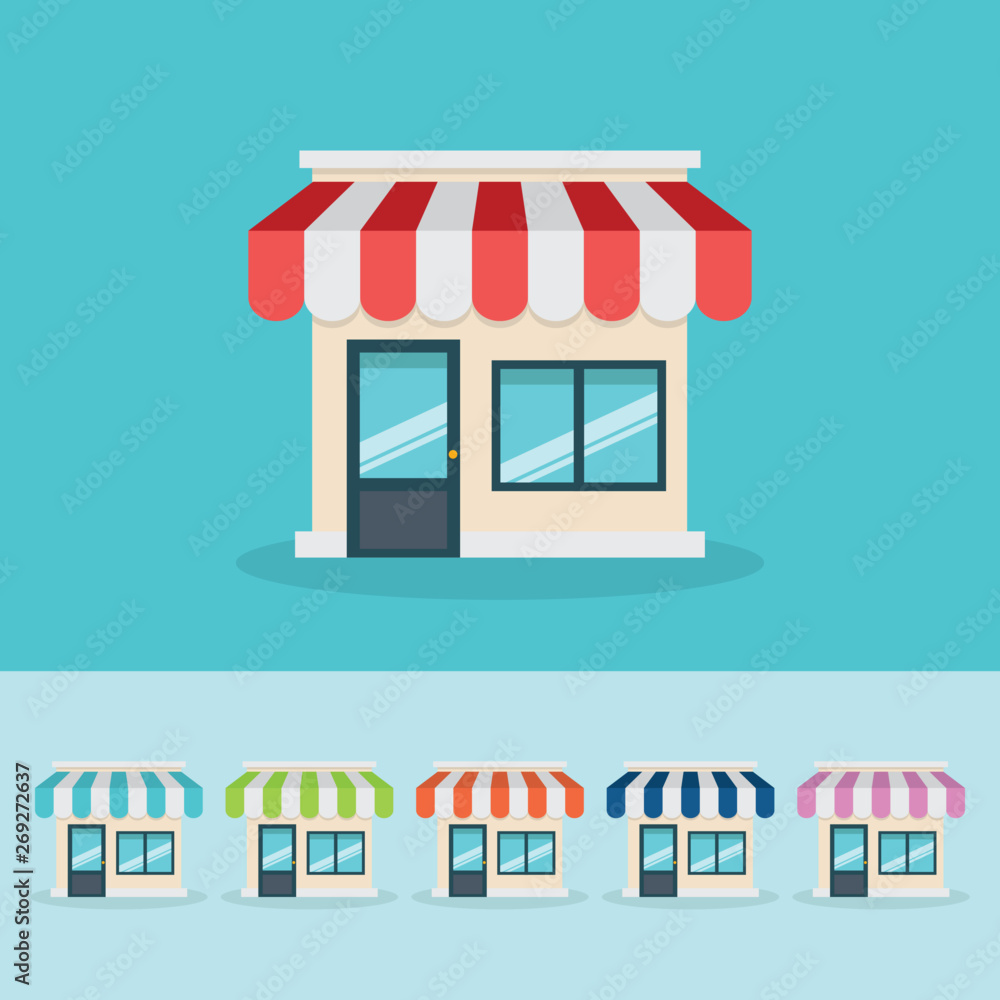 Small Business Storefront. Retail Flat Design Icon. Vector Stock Vector ...