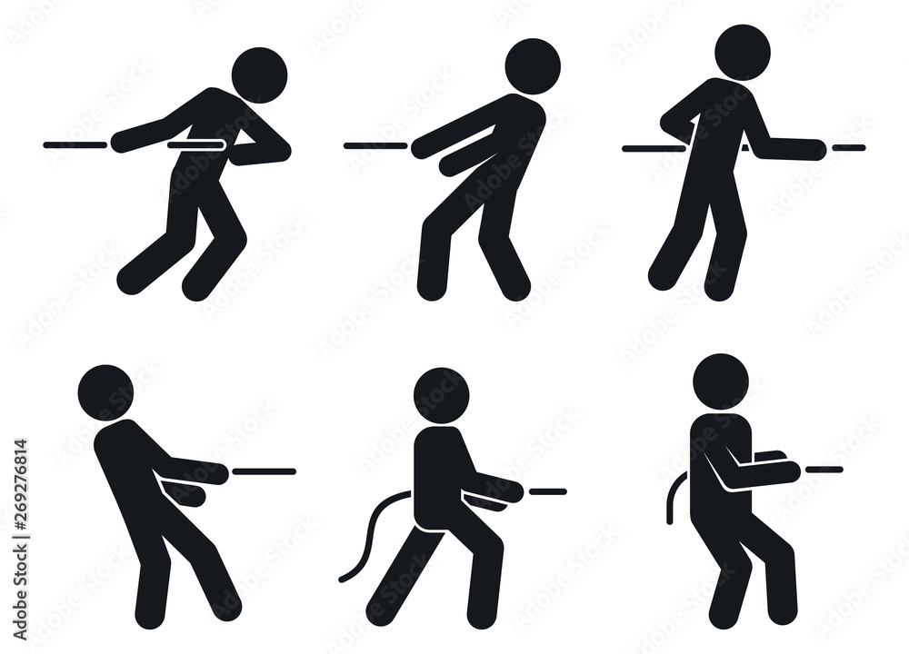 Tug of war pull icons set. Simple set of tug of war pull vector icons ...