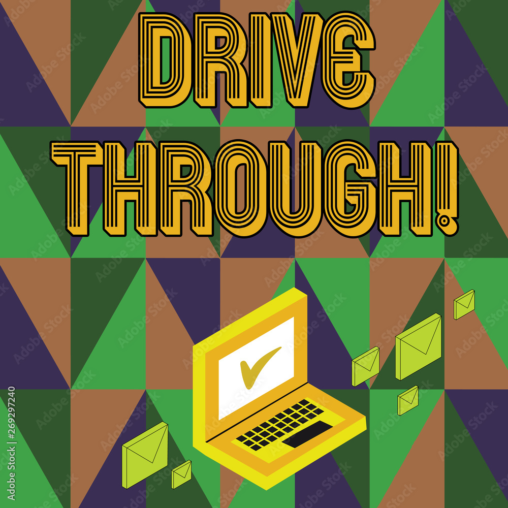 Writing note showing Drive Through. Business concept for place where ...