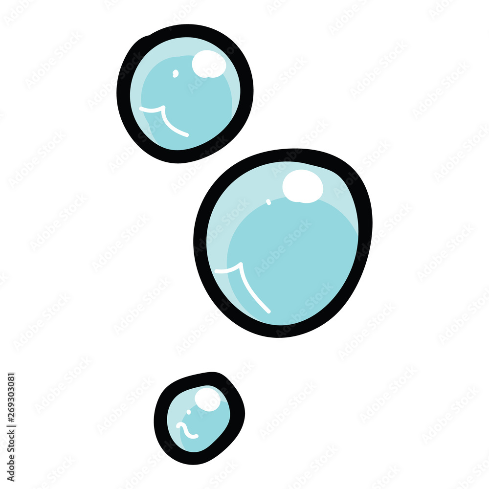 Cute blown bubbles cartoon vector illustration motif set. Hand drawn ...