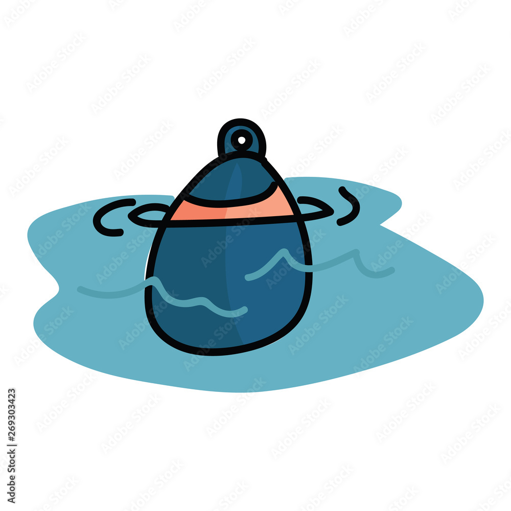 Cute sailing buoy cartoon vector illustration motif set. Hand drawn ...