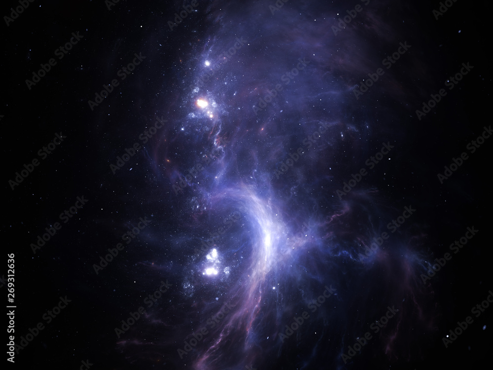 Vast interstellar deep space, starfield, stars and space dust scattered ...