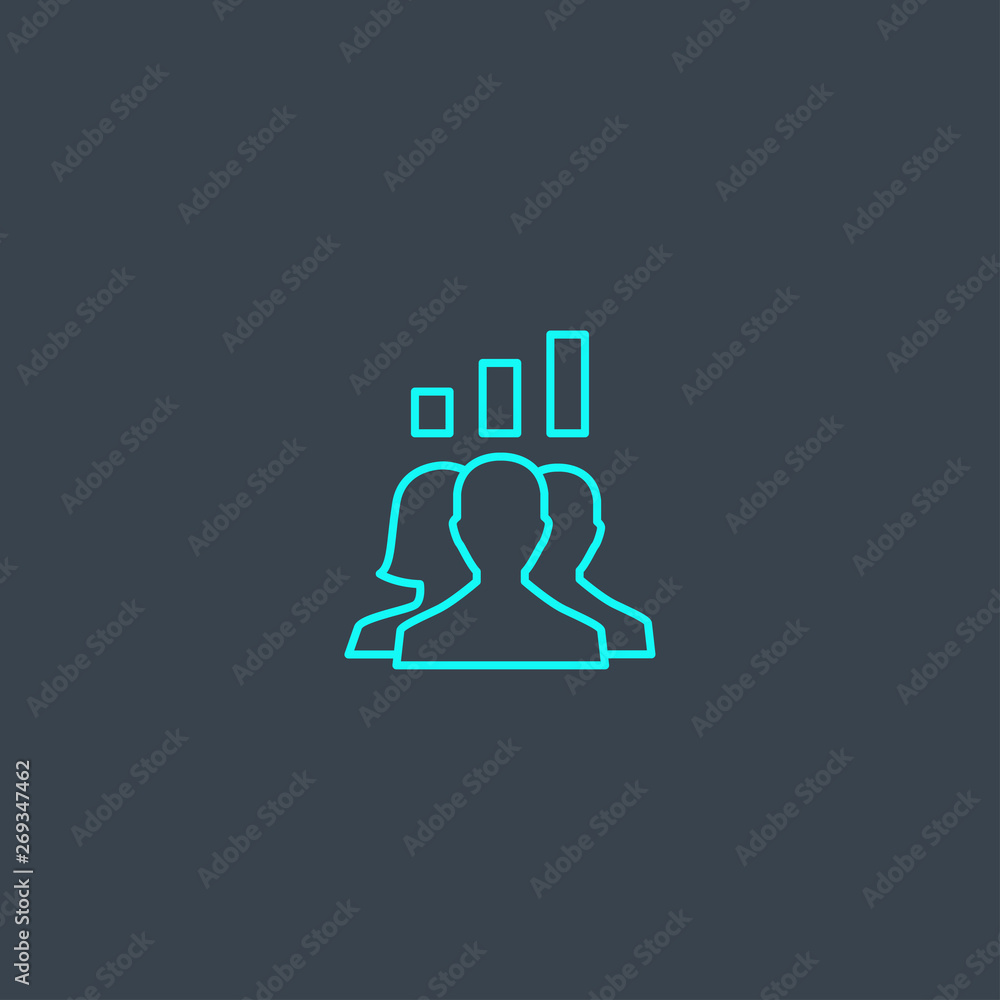 demography concept blue line icon. Simple thin element on dark ...