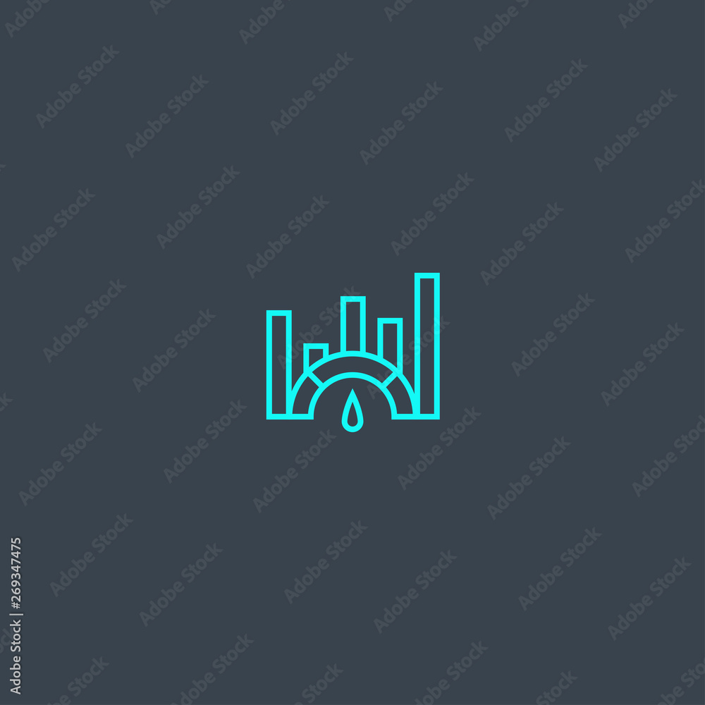 Benchmarking concept blue line icon. Simple thin element on dark ...