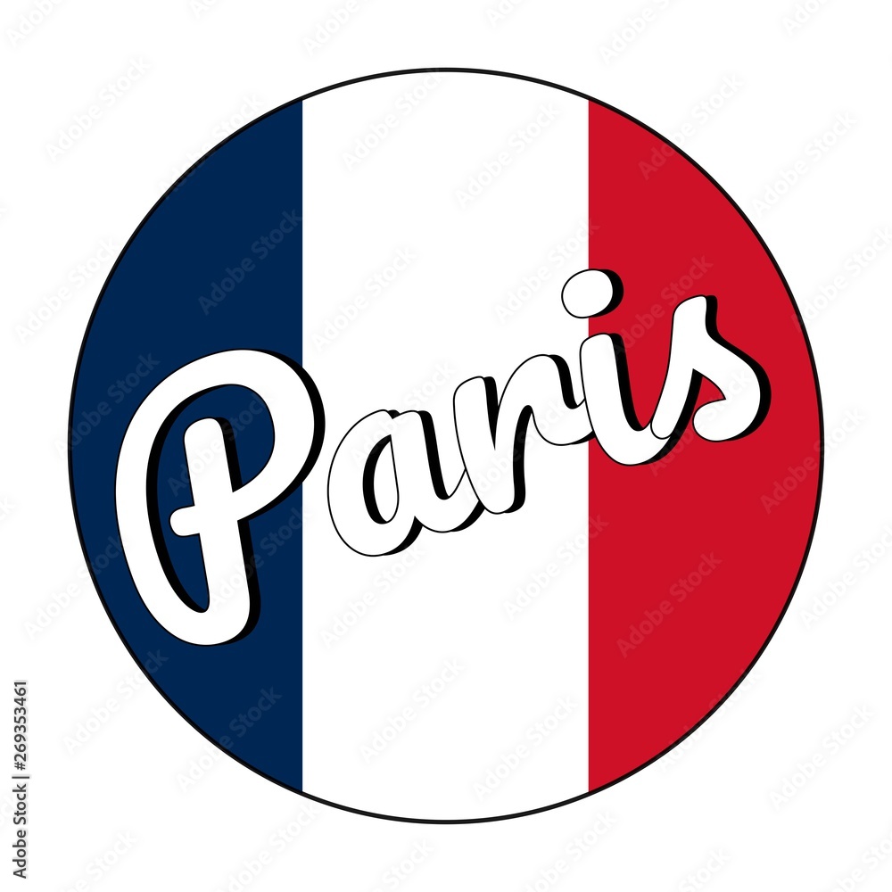Round button Icon of national flag of France with red, white and blue ...