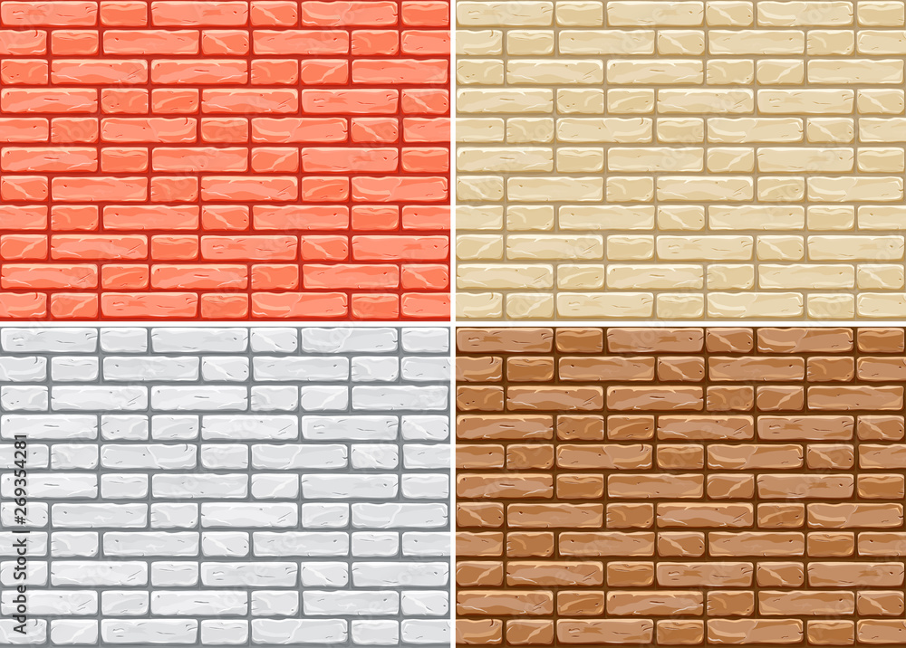 Vector set of cartoon brick wall Stock Vector | Adobe Stock