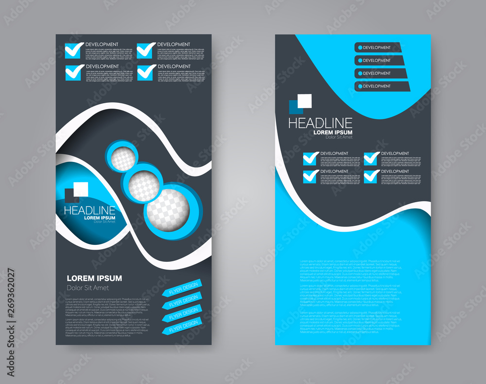 Flyer template. Vectical banner design. Modern abstract two side narrow ...