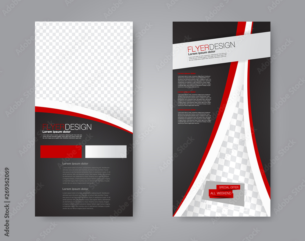 Flyer template. Vectical banner design. Modern abstract two side narrow ...