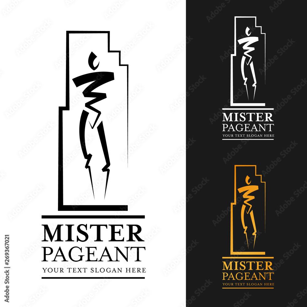 mister pageant logo sign with abstract man modern line style vector art ...