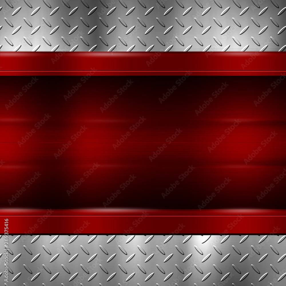 red metal plate on chrome metal plate for background and texture. Stock ...