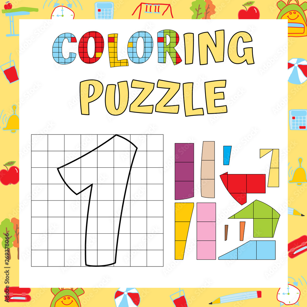 Coloring Puzzle. Math Game. Logic and Writing Educational Exercise ...