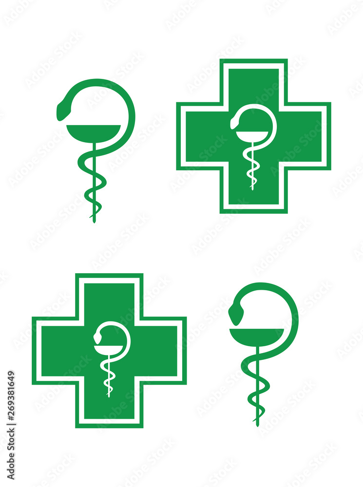 Pharmacy Cross. Set of two Green pharmacy cross and Medical symbol the ...
