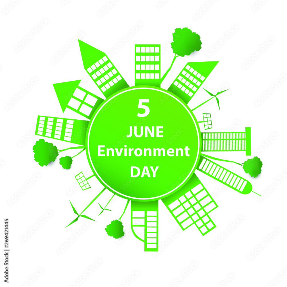 World environment day - Building paper art surround earth concept ...
