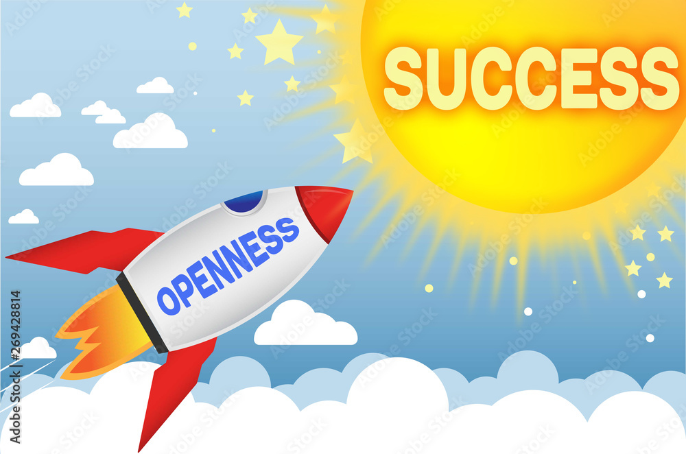 Openness connects to success in business,work and life - symbolized by ...