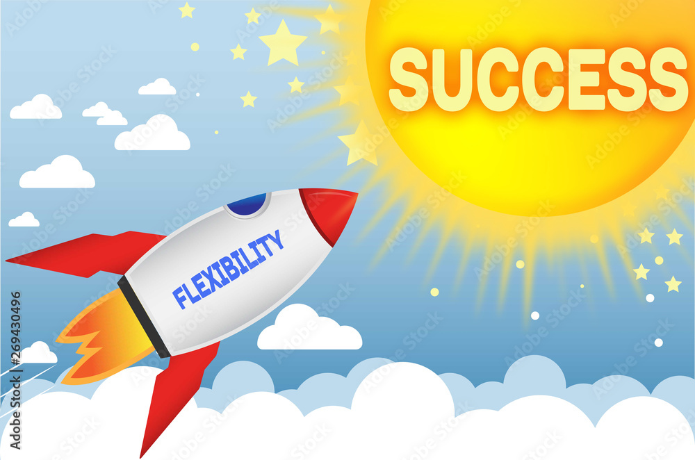 Flexibility connects to success in business,work and life - symbolized ...