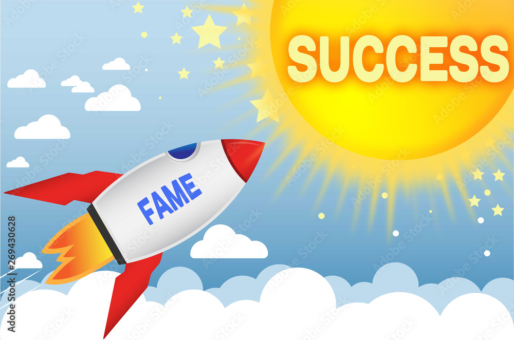 Fame connects to success in business,work and life - symbolized by a ...