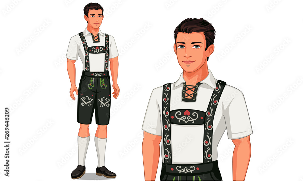 Vector illustration of German man in traditional costume Stock Vector ...