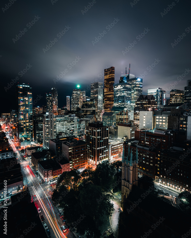 Entire futuristic city skyline view of downtown Toronto Canada. Modern ...
