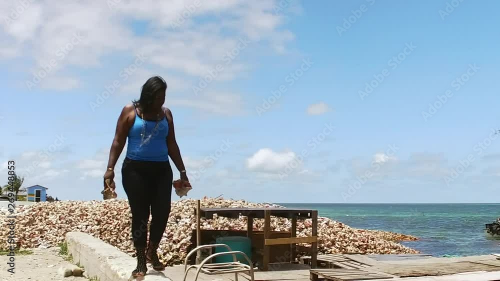 Vídeo do Stock: The Original Bahama Mama Holding Conch Shell, Conch ...